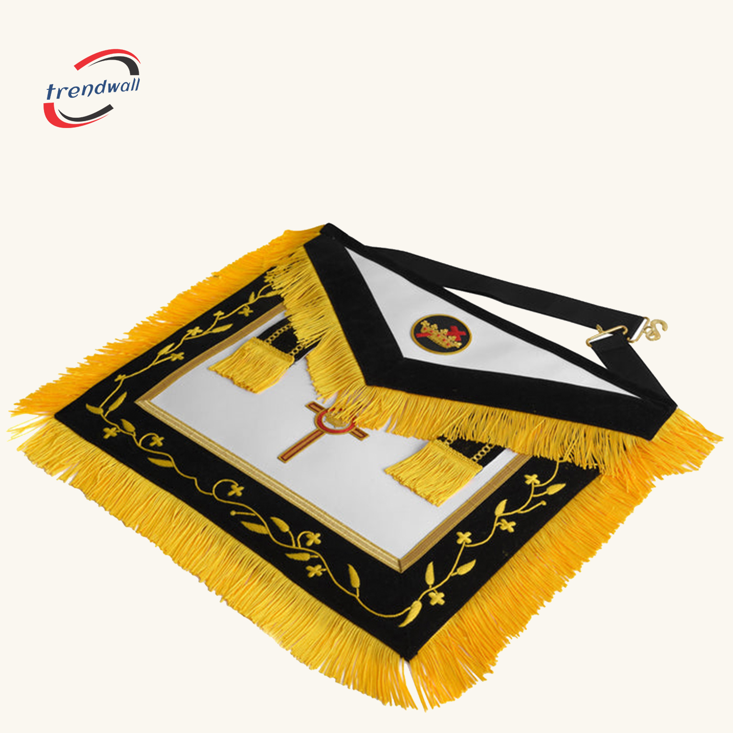 Past Commander Knights Templar Apron - Black with Gold Fringe and Hand ...