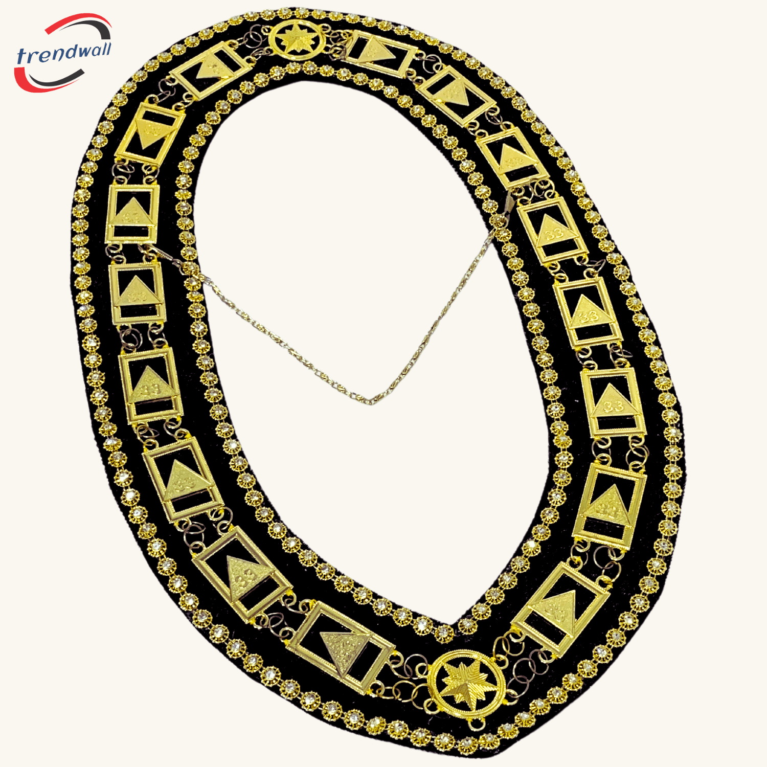Masonic 33rd Degree Chain Collar - Gold Plated with Black Velvet ...