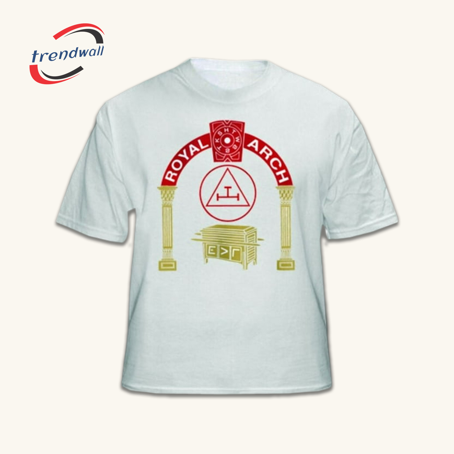 Masonic Royal Arch White T-Shirt – Triple Tau Red Logo with Pillars ...