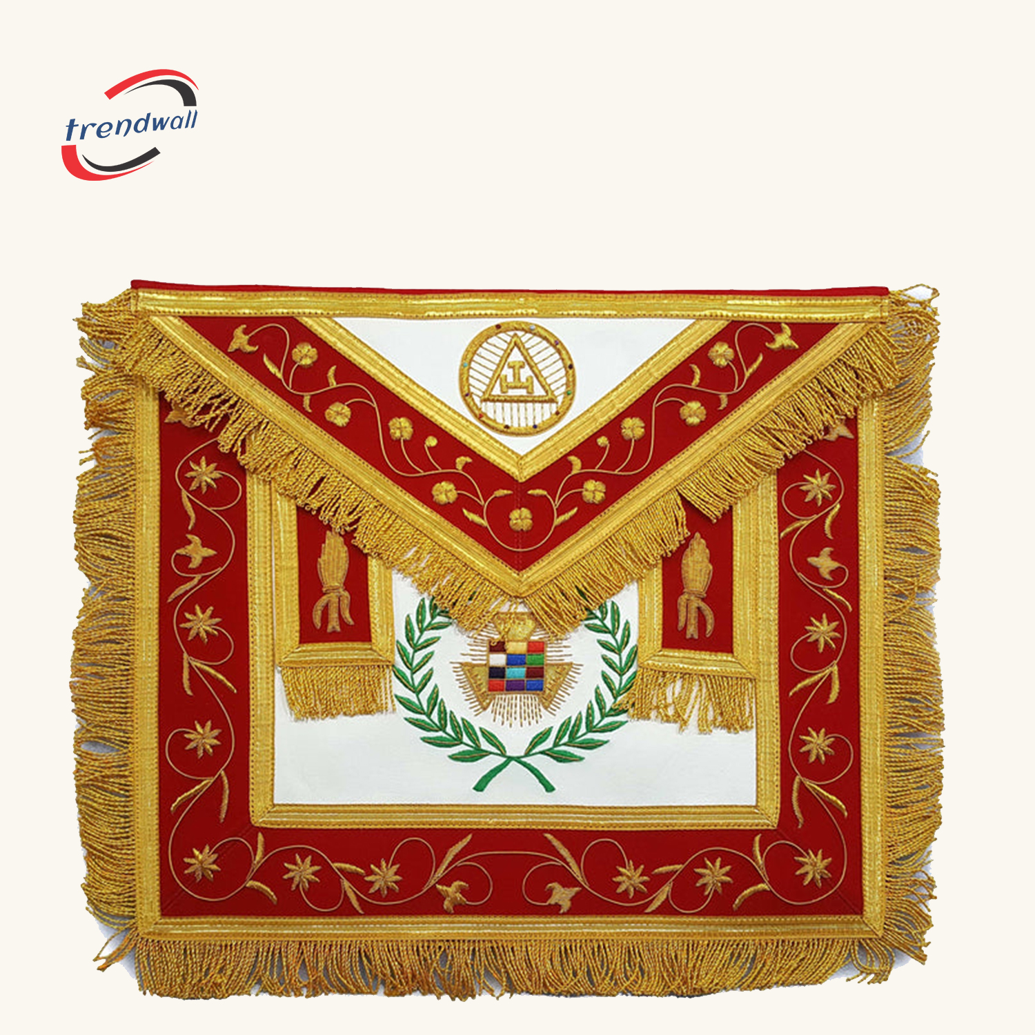 Past High Priest Royal Arch Chapter Apron - Red Velvet with Gold Wreath ...