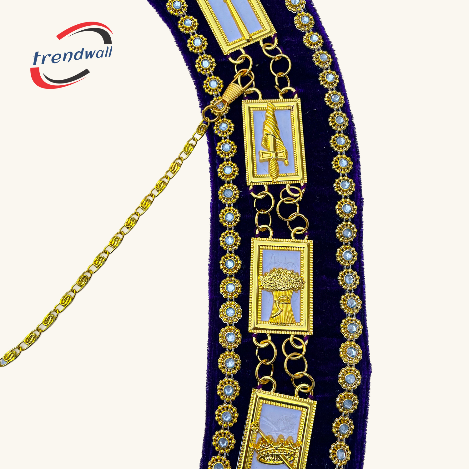 OES Chain Collar with White Backing in Purple Velvet – Premium Masonic ...