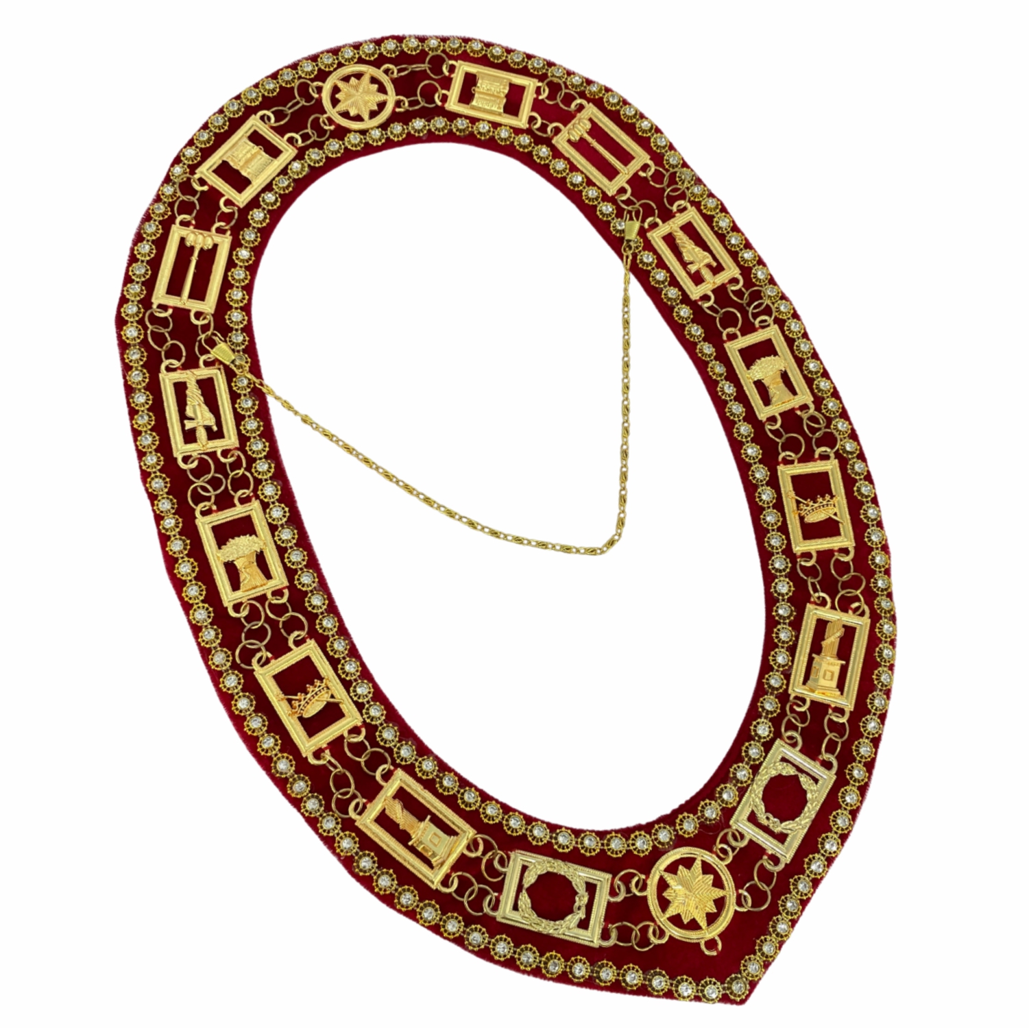 Amaranth Chain Collar with Red Velvet | Premium Officer Masonic Regalia ...